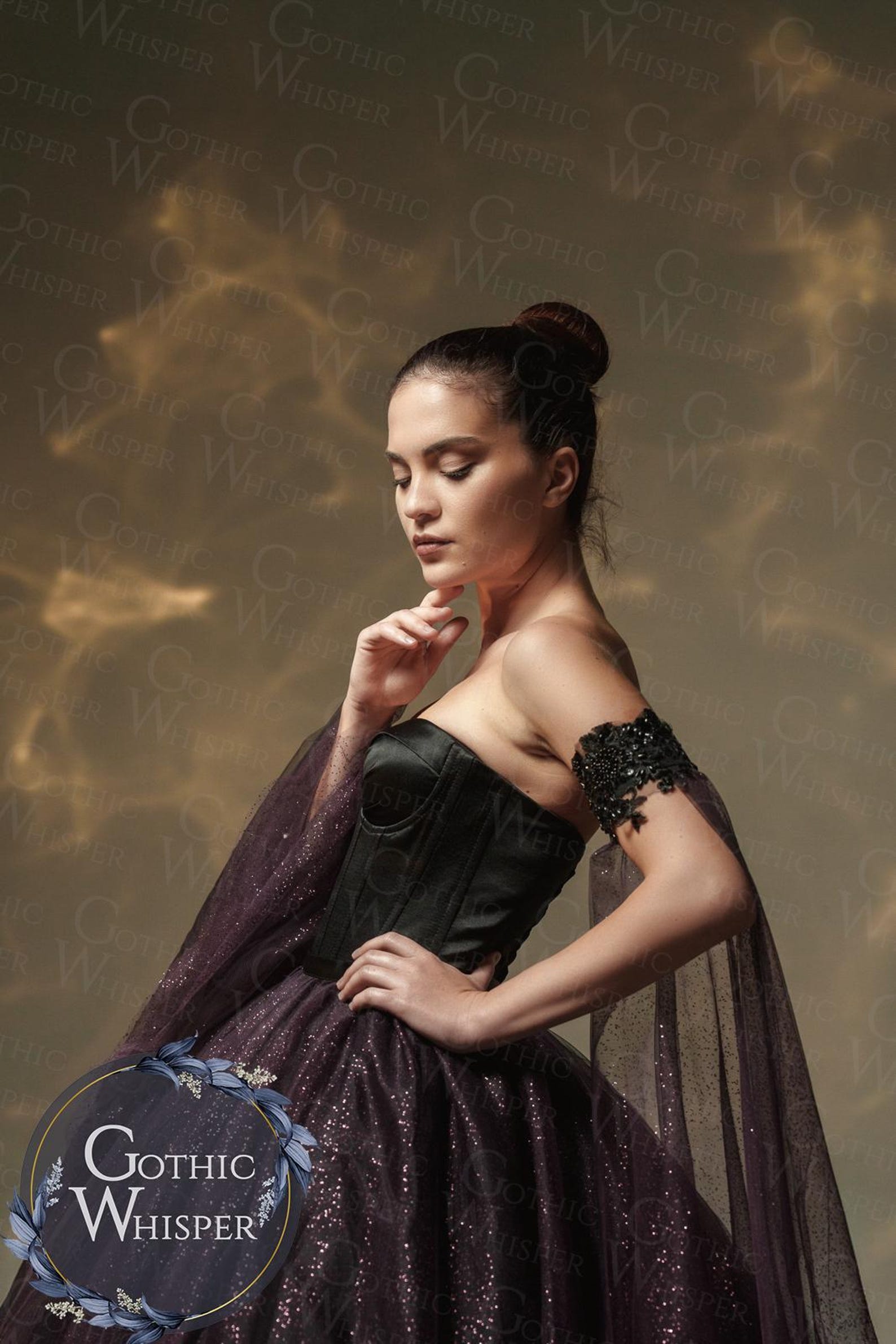 Gothic Plum Tulle Ball Gown,black Corset Fantasy Dress,dark Fairy Witch ...
