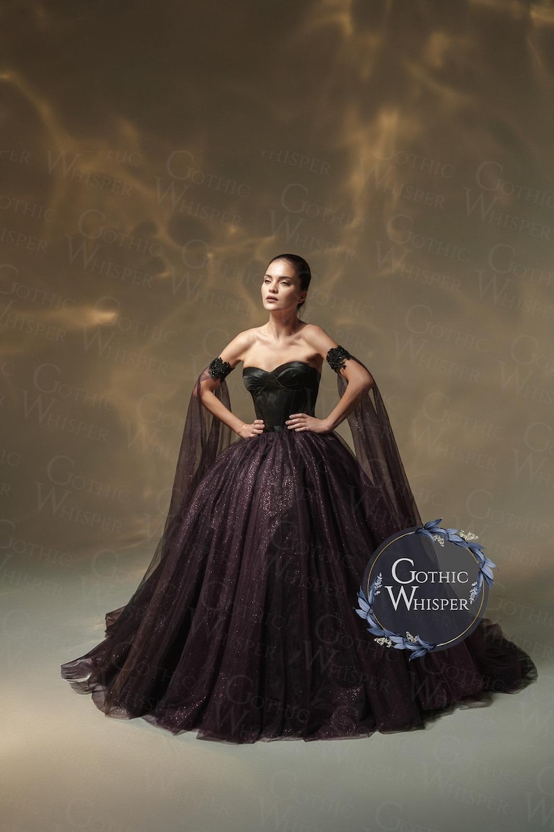 Gothic Plum Tulle Ball Gown,black Corset Fantasy Dress,dark Fairy Witch ...