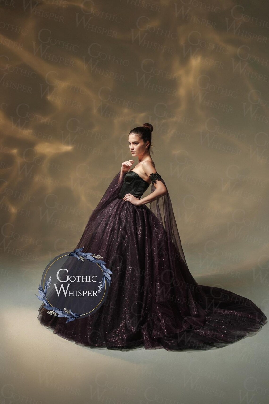 Gothic Plum Tulle Ball Gown,black Corset Fantasy Dress,dark Fairy Witch ...