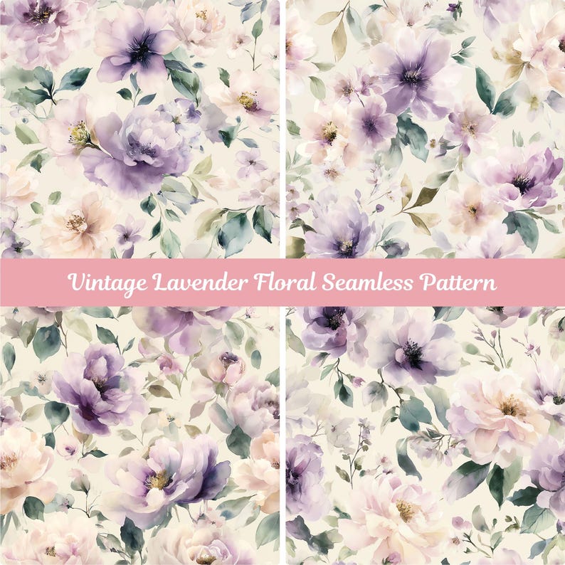 Vintage Lavender Watercolor Floral Seamless Pattern - Etsy UK