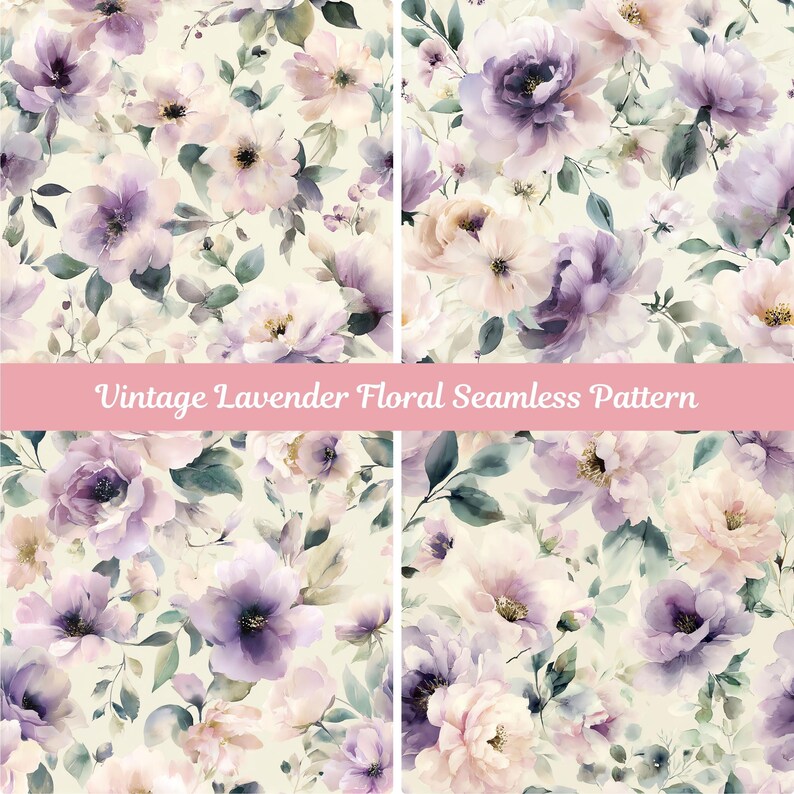 Vintage Lavender Watercolor Floral Seamless Pattern - Etsy UK