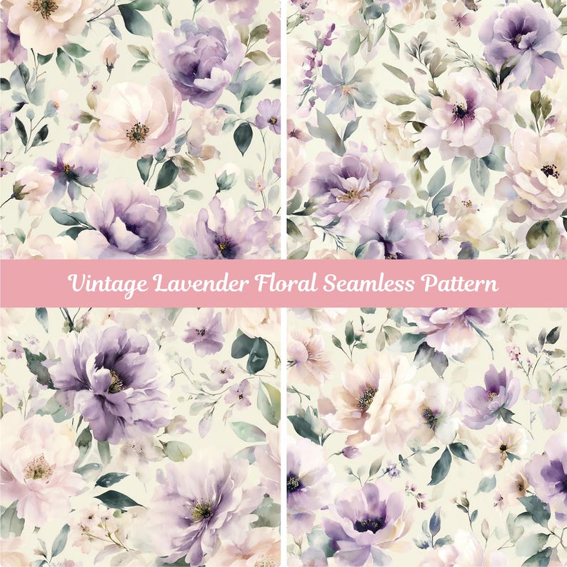 Vintage Lavender Watercolor Floral Seamless Pattern - Etsy UK