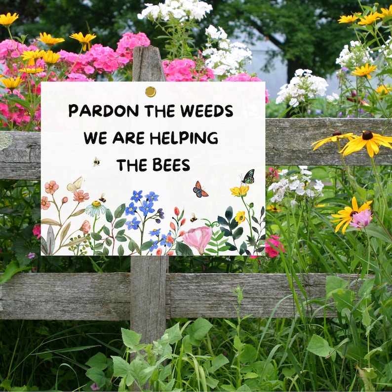 PRINTABLE Help the Bees Printable Sign No Mow May Lawn Yard | Etsy