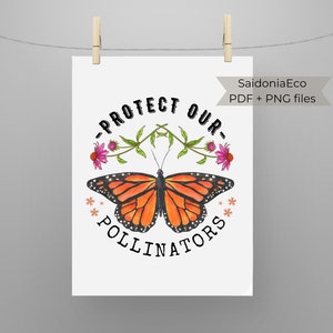 PRINTABLE • Monarch Butterfly Art, PDF Digital Poster, Protect ...