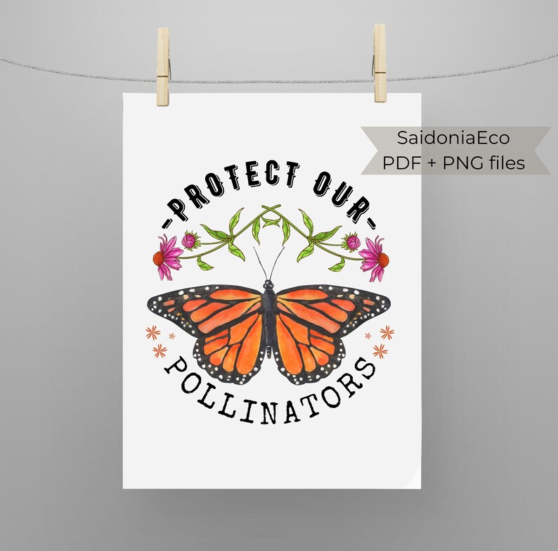 PRINTABLE Monarch Butterfly Art PDF Digital Poster Protect - Etsy