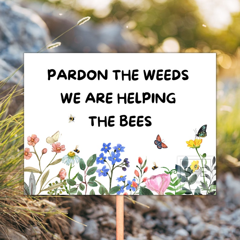 PRINTABLE Help the Bees Printable Sign No Mow May Lawn Yard | Etsy