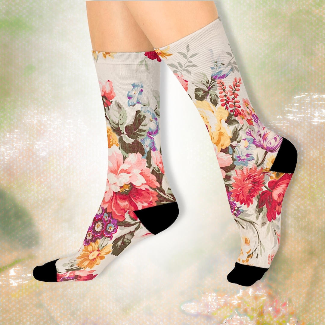 Fall Floral Boho Socks ⋆ Women's Bohemian Style Wildflowers Socks - Etsy