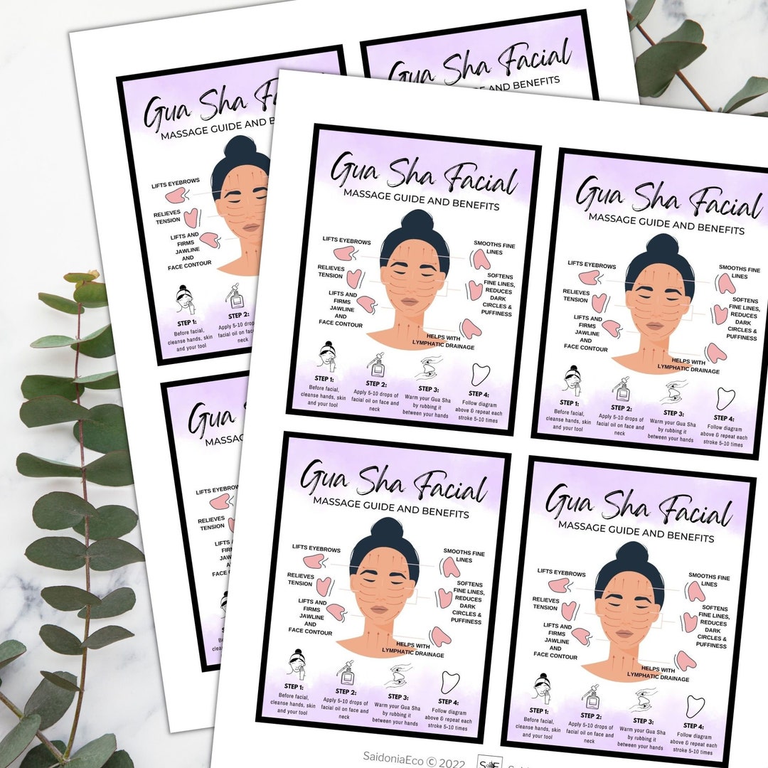 Gua Sha Facial Massage Guide ⋆ Printable Instruction Cards (PDF) - Etsy
