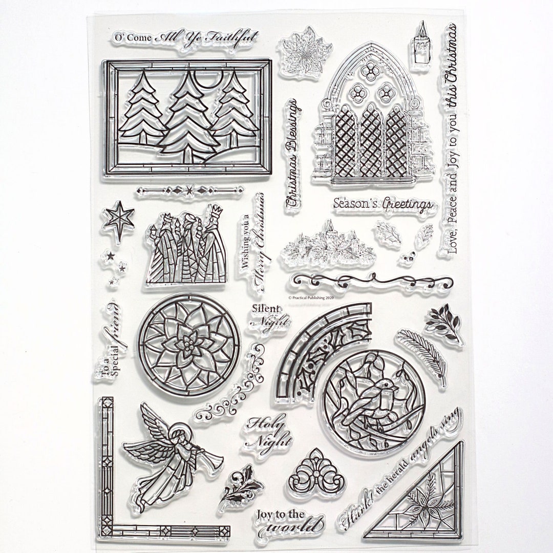 Clear Stamps Set Christmas Stained Glass Stamps Poinsettia - Etsy