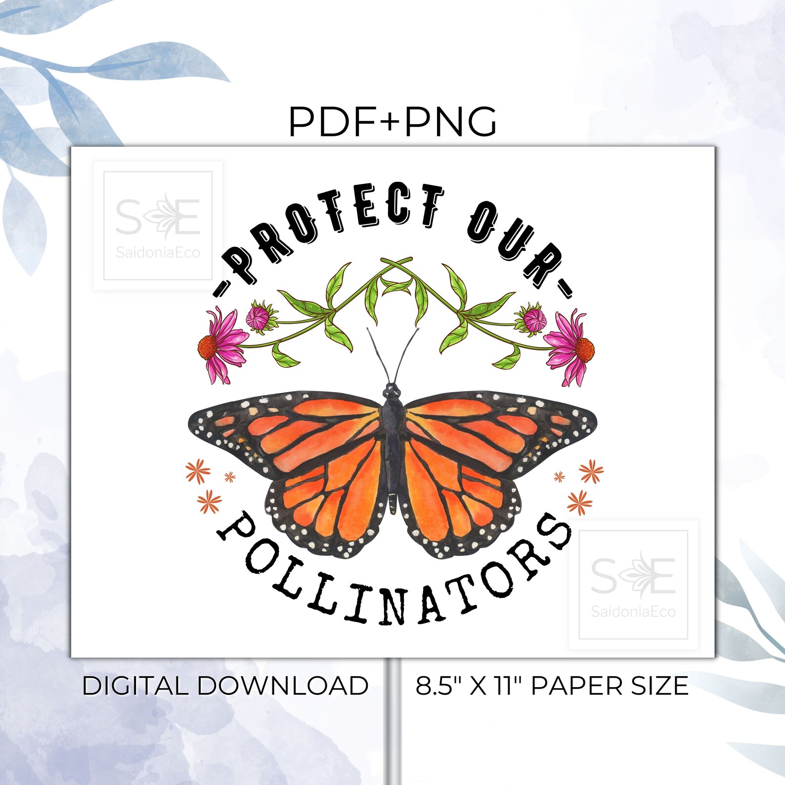 PRINTABLE Monarch Butterfly Art PDF Digital Poster Protect - Etsy