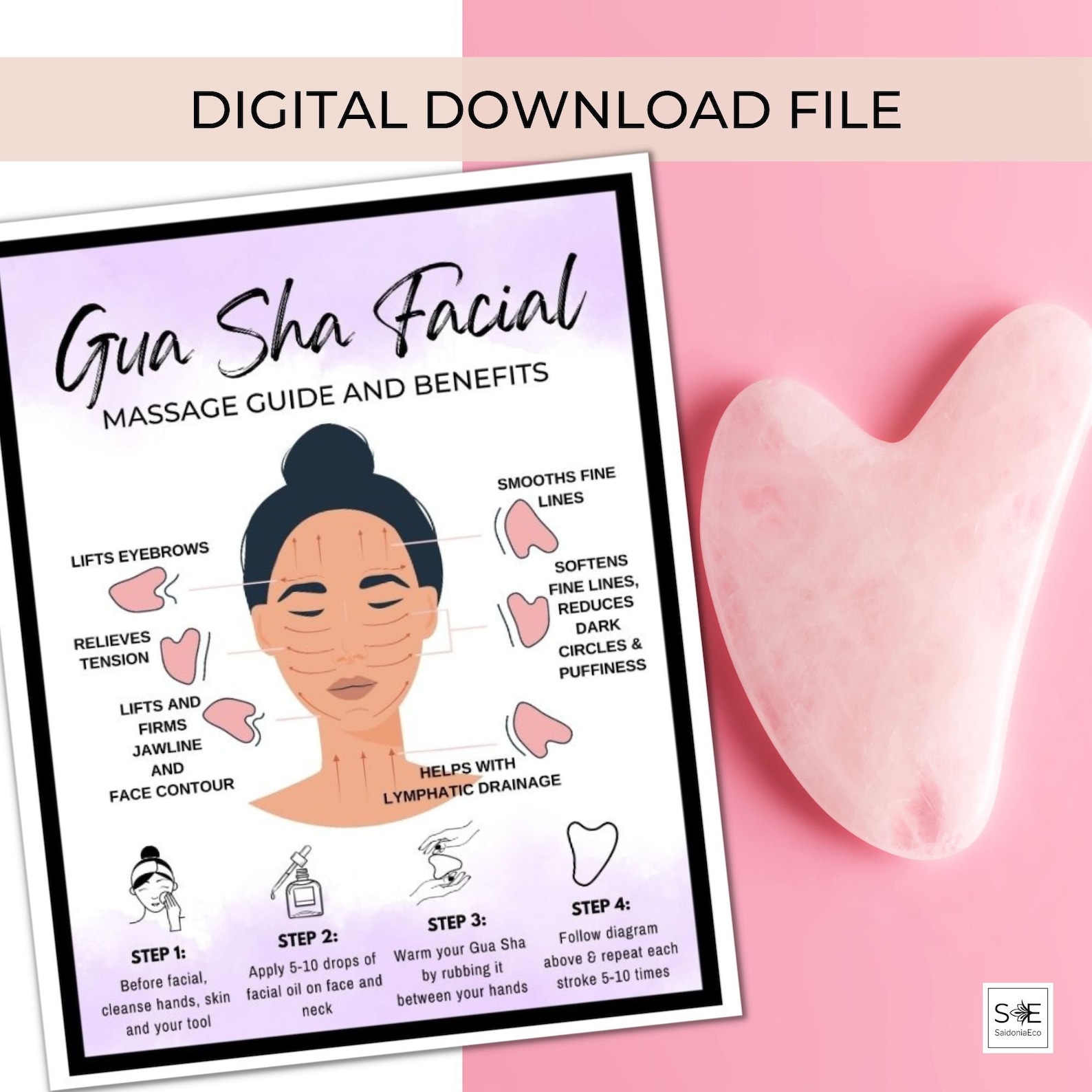 Gua Sha Facial Massage Guide ⋆ Printable Instruction Cards (PDF) - Etsy