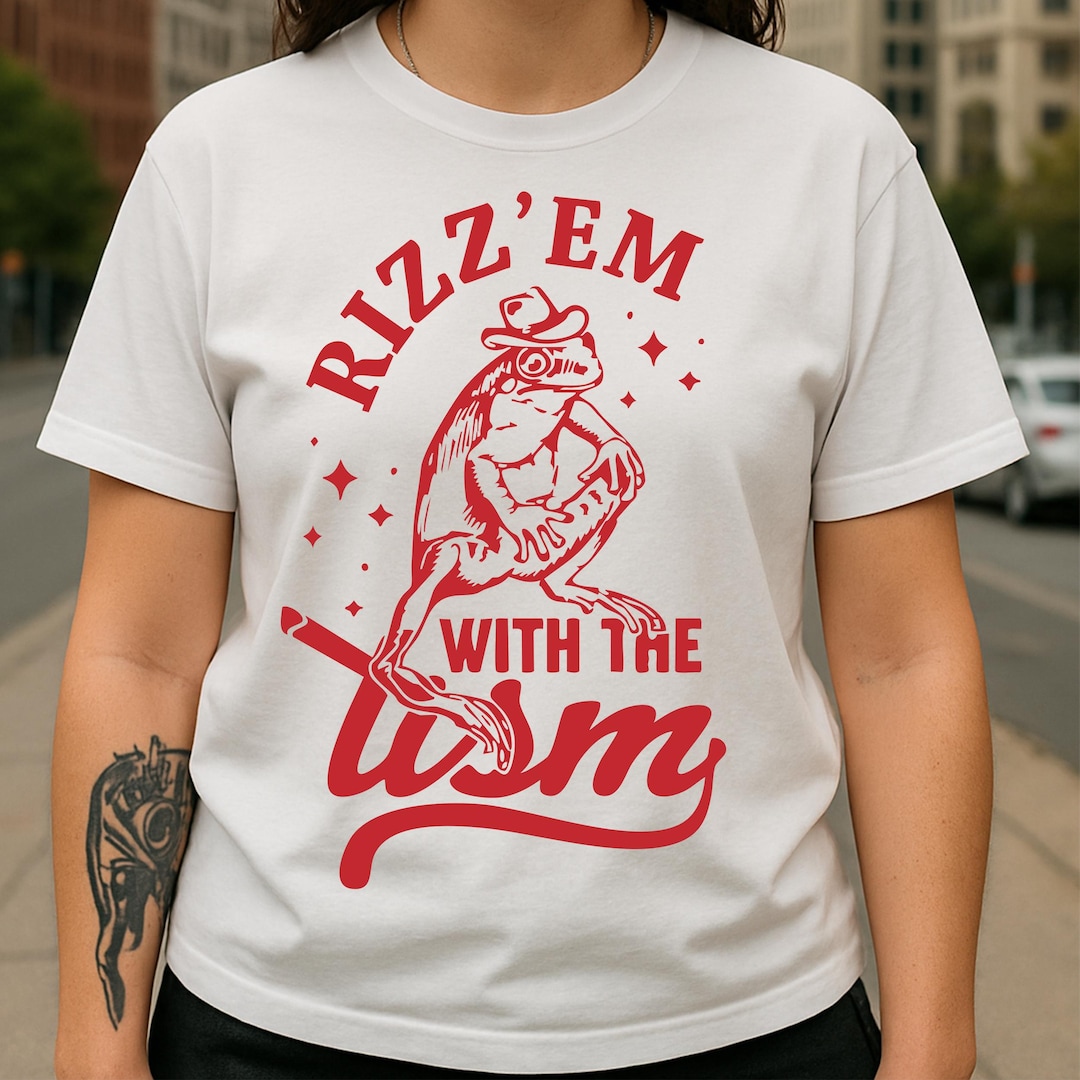 Funny Frog Meme Shirt, Rizz 'em With the Tism Shirt, Cowboy Frog Tee ...