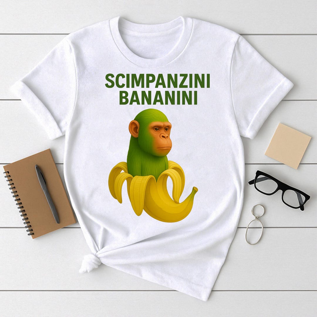 Chimpanzini Bananini Meme Tee, Funny Chimp in Banana Shirt, Viral ...
