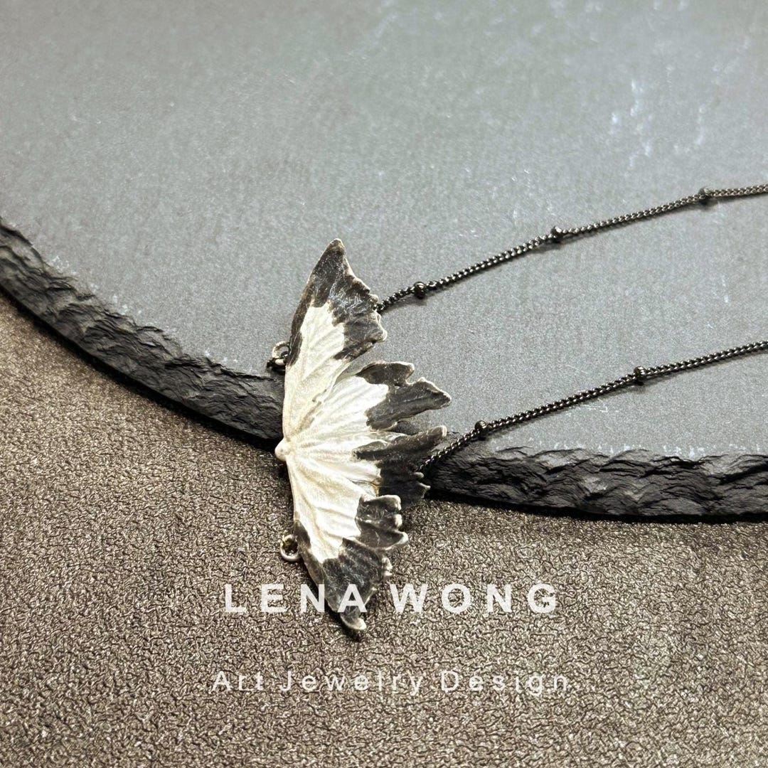 Sterling Silver Handmade Black Moth Necklace, Gothic Pendant Necklace ...