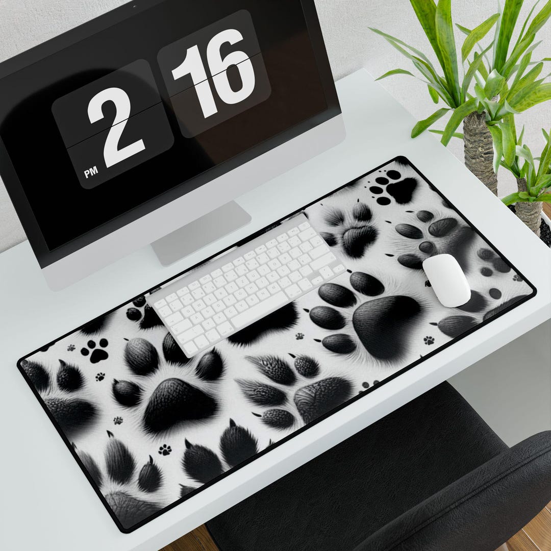 Paw Print Desk Mat - Stylish Office Decor, Pet Lover Gift, - Etsy