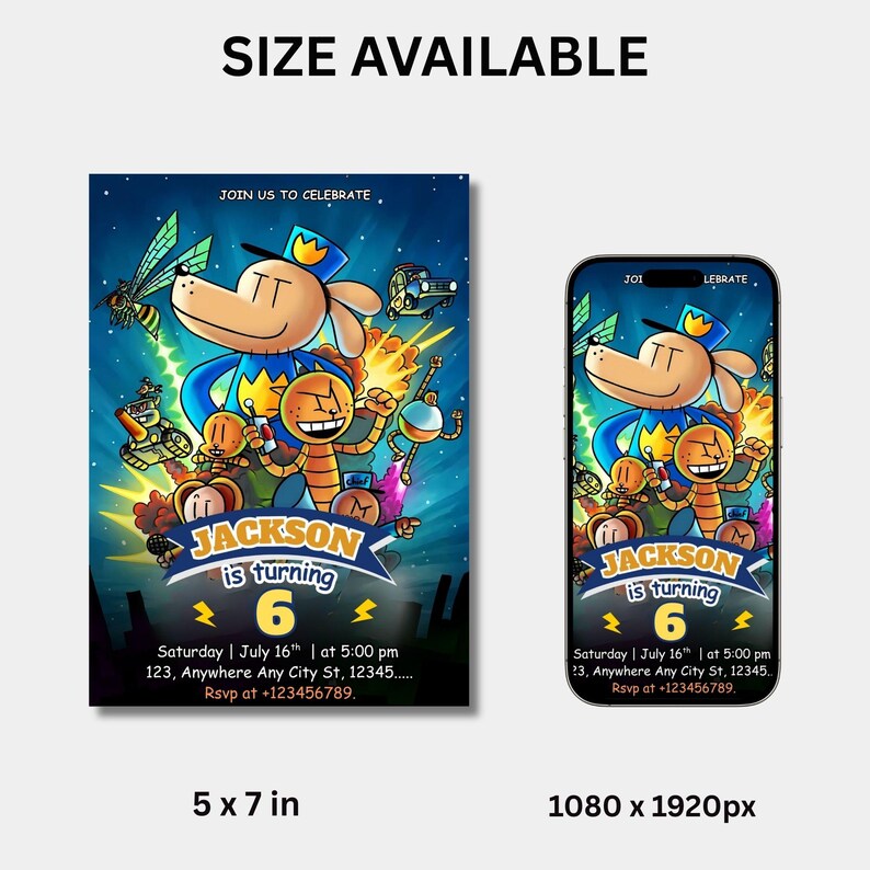 Editable Dog Man Birthday Invitation, Dog Man Birthday, Editable Kids ...