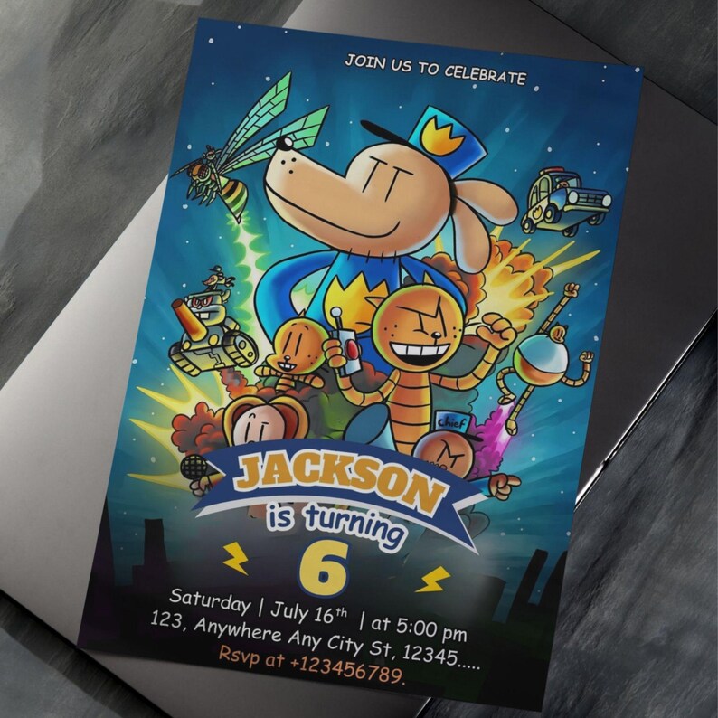 Editable Dog Man Birthday Invitation, Dog Man Birthday, Editable Kids ...