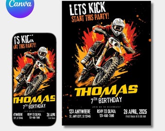 Editable Motocross Birthday Invitation, Motocross Party Invitation,diy ...