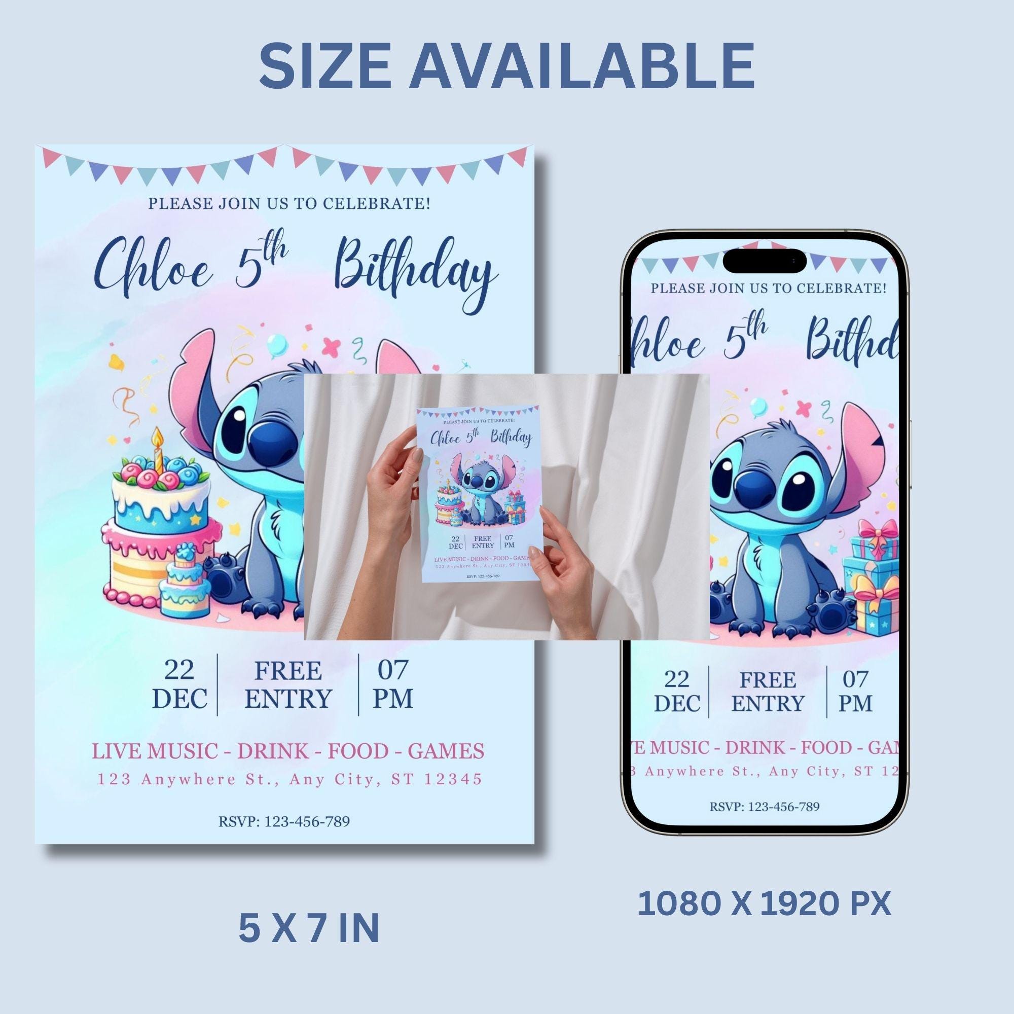 Editable Stitch Birthday Party Invitation Template, Stitch Bday Evite ...