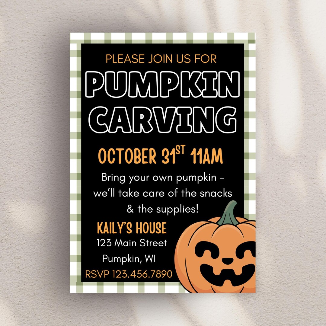 Pumpkin Carving Party Invite, Pumpkin Carving Invite, Pumpkin Carving ...