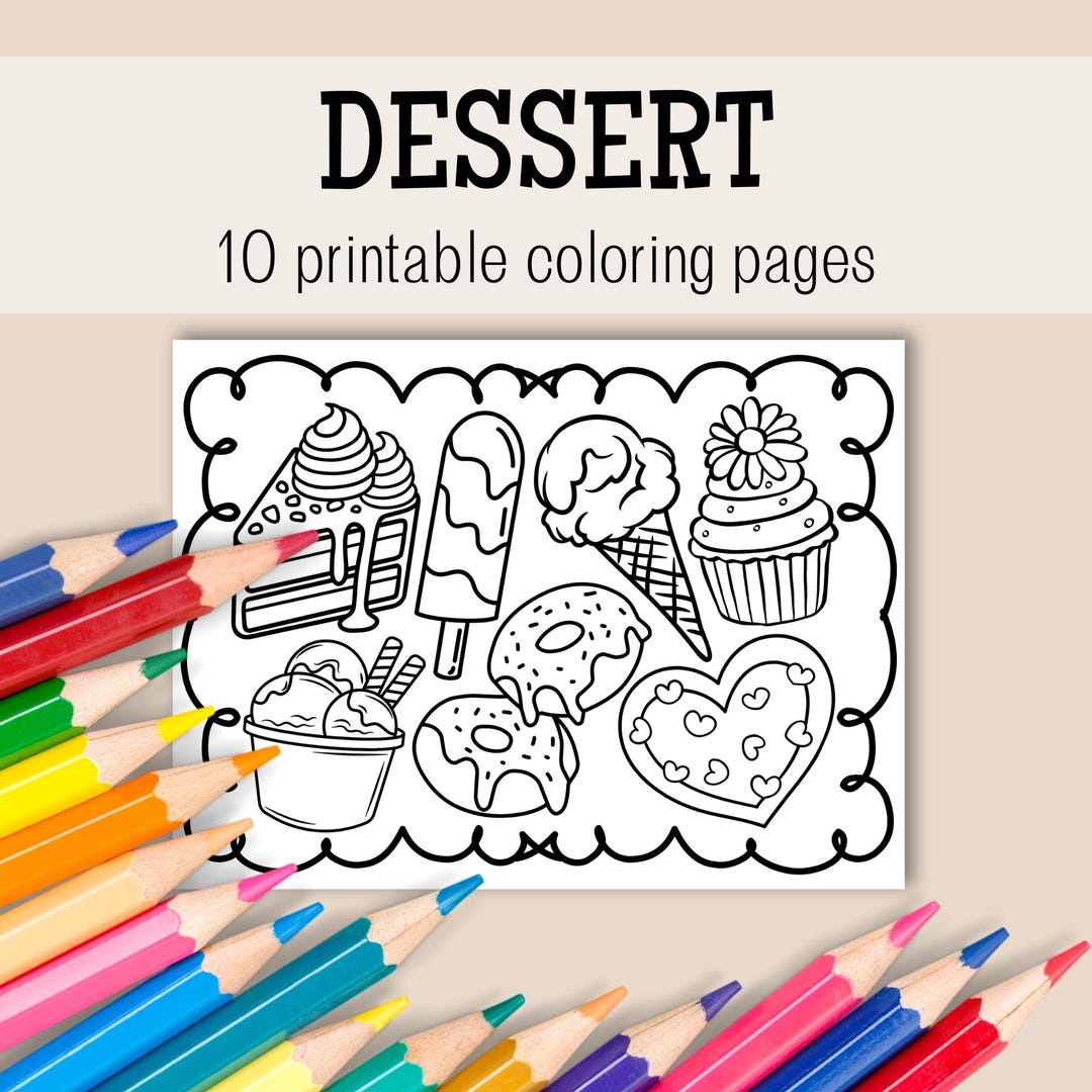 Dessert Coloring Page, Dessert Coloring Book, Dessert Coloring, Ice ...