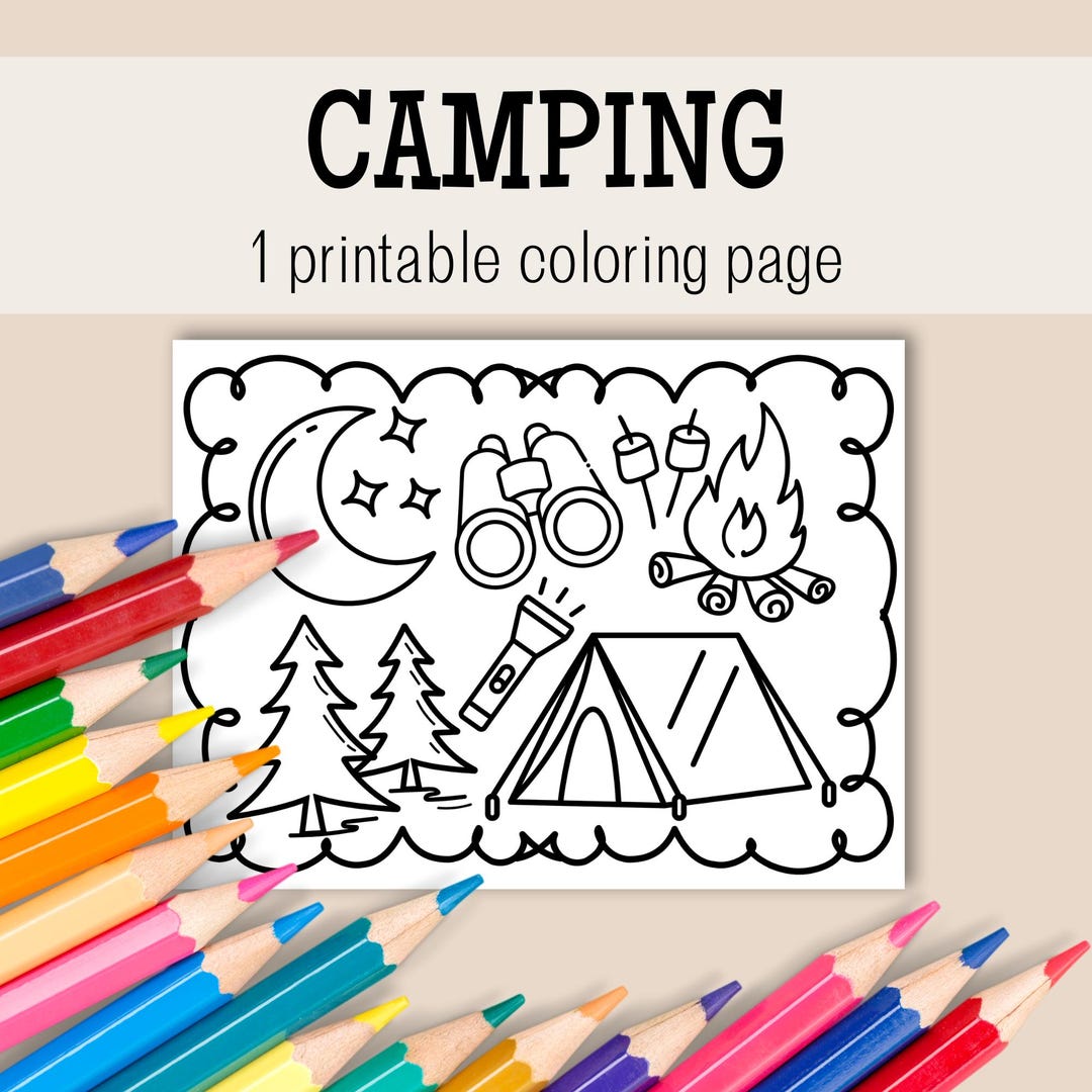 Camping Coloring Page, Camping Coloring, Printable Kids Coloring Page ...