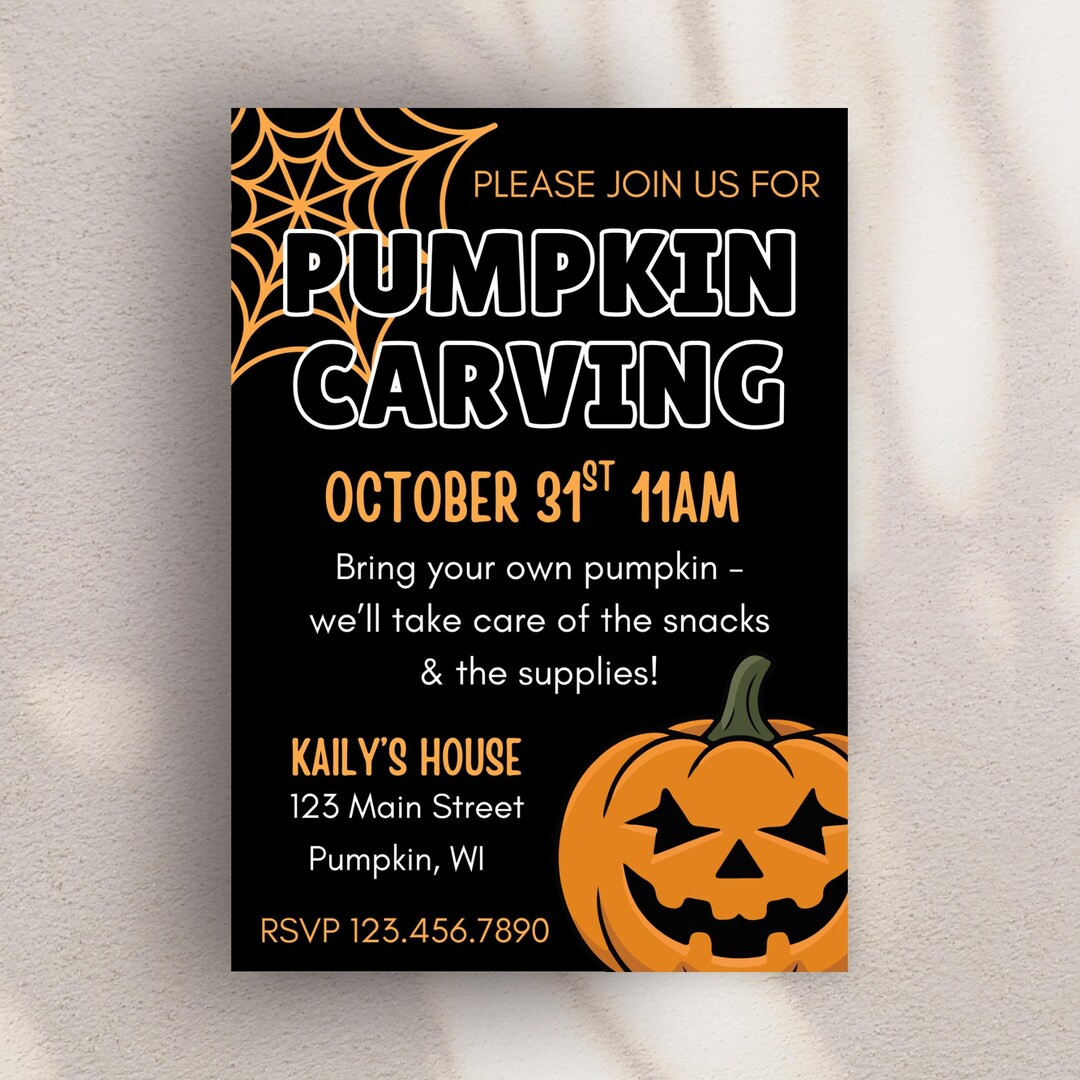 Pumpkin Carving Party Invite, Pumpkin Carving Invite, Pumpkin Carving ...
