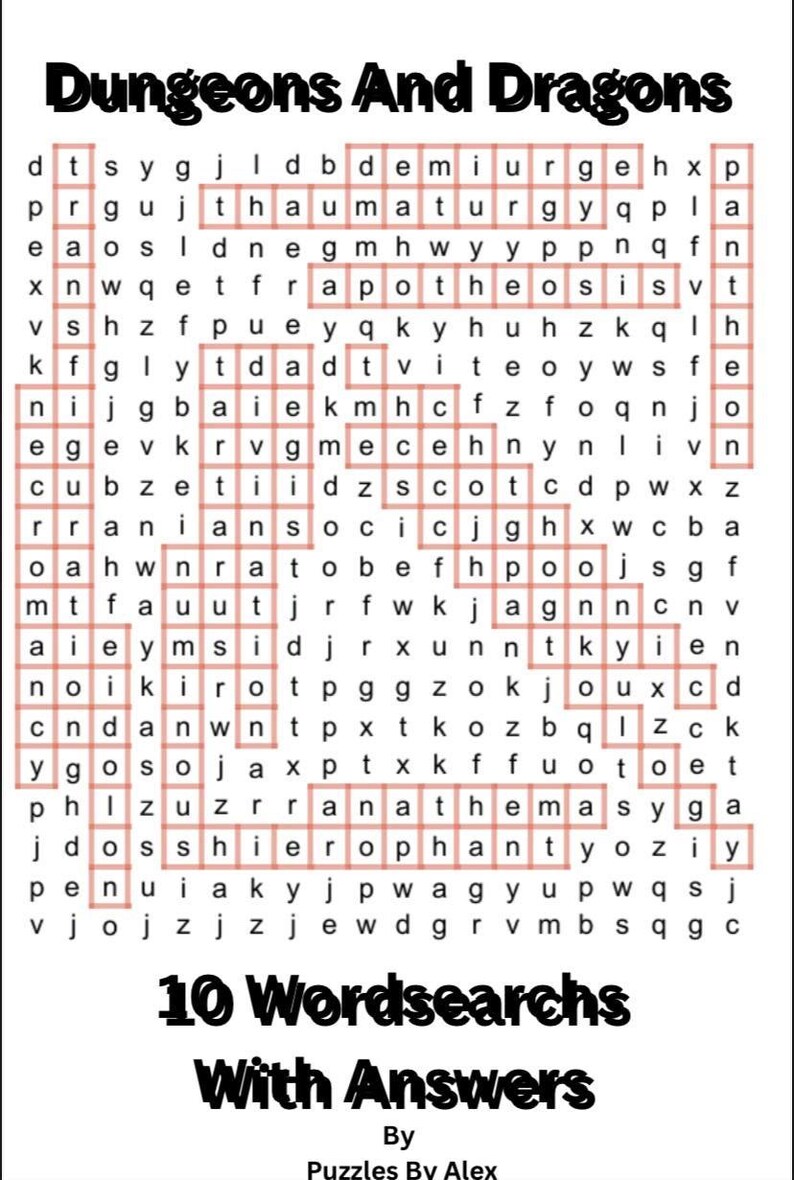 Dungeons and Dragons 10 Word Searches With Answers - Etsy