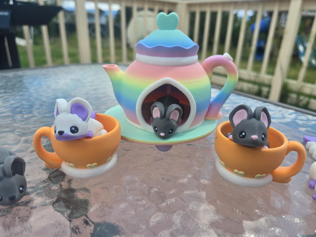 3D Printed Tea Cup Pretend Play Set: Includes Pot, Cups & Optional ...