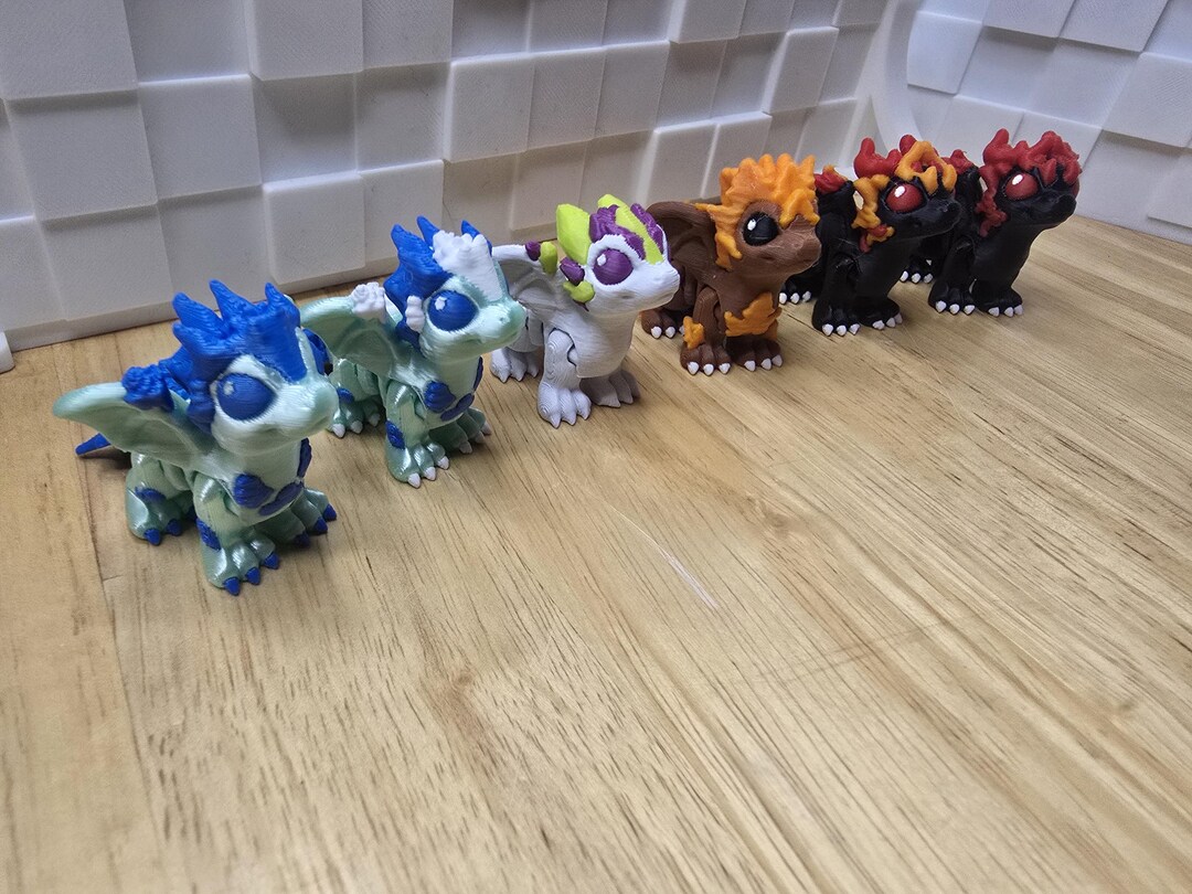 3D Printed Mini Elemental Dragons - Etsy