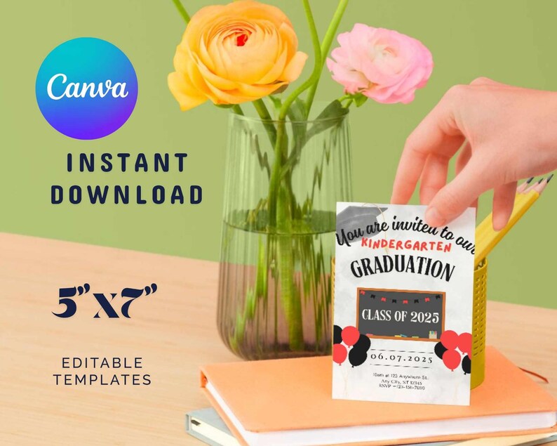 Graduation Invitation, Class of 2026, Red and Black, Any Grade ...