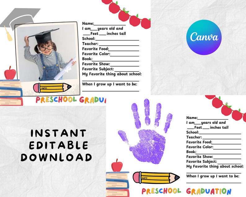 2026 Preschool Graduation Interview With Photo and Handprint, Preschool ...