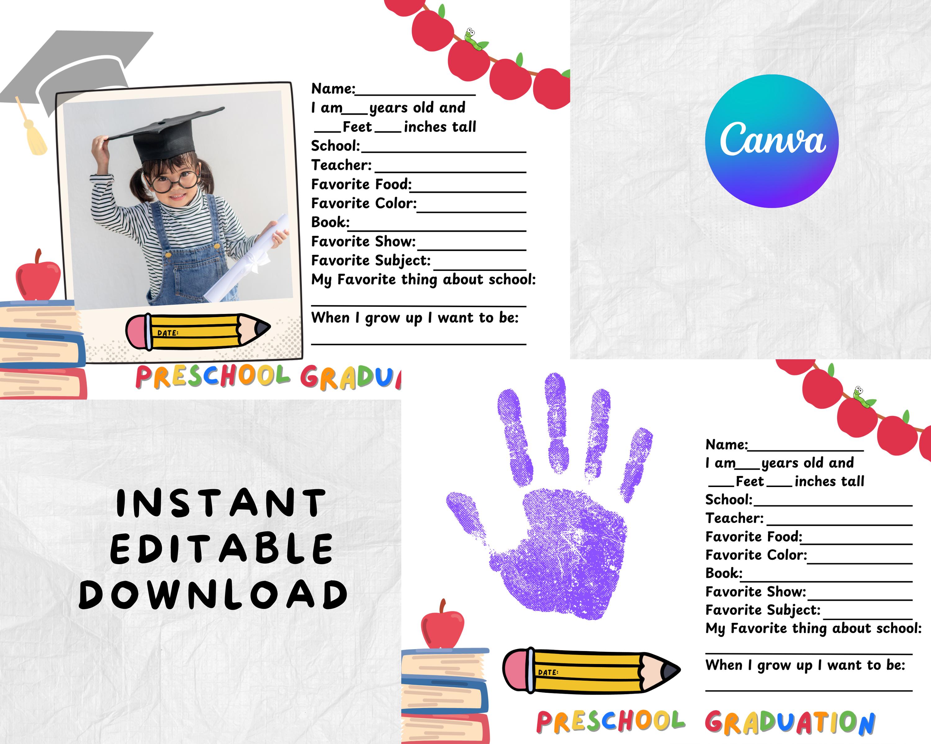 Preschool Graduation Interview With Photo and Handprint, Preschool ...