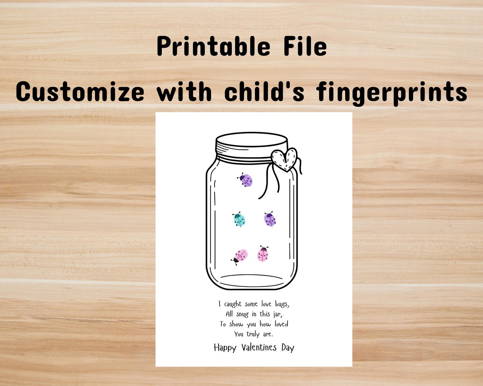 Love Bug Jar Handprint Craft – Printable 8x10 | Valentine’s Day Kids ...