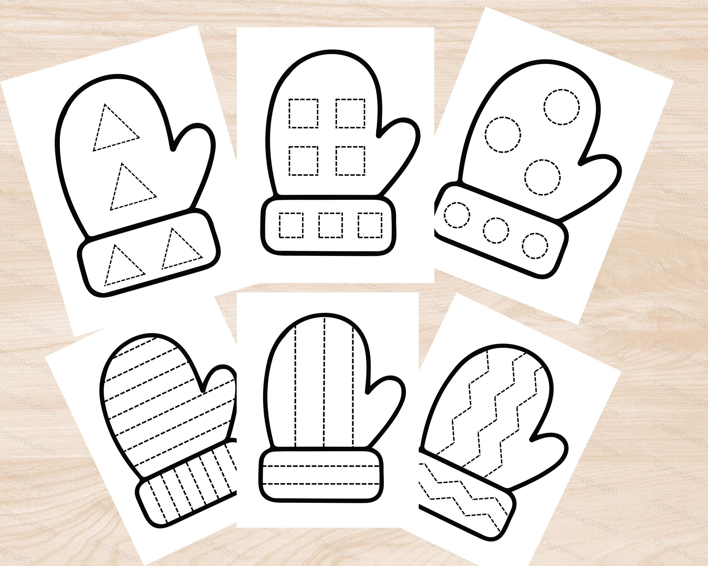 Traceable Winter Mittens Activity, Printable 8x10 | Fine Motor Practice ...