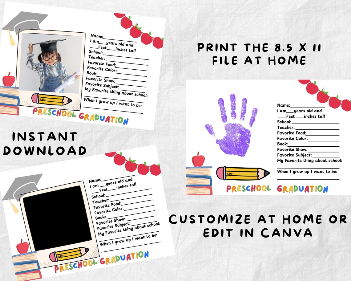 Preschool Graduation Interview With Photo and Handprint, Preschool ...