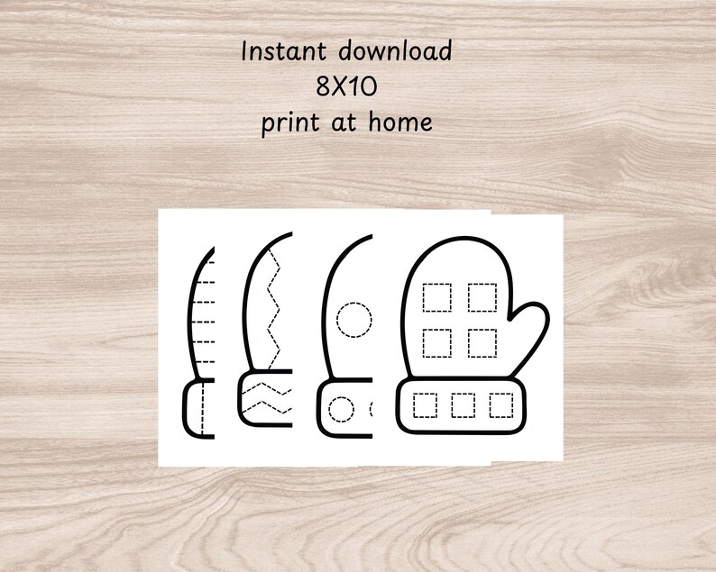 Traceable Winter Mittens Activity, Printable 8x10 | Fine Motor Practice ...