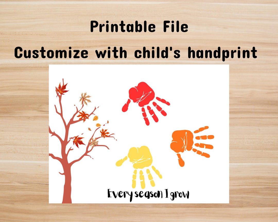 Fall Leaf Handprint Craft, Thanksgiving Craft– Printable 8x10 | Falling ...