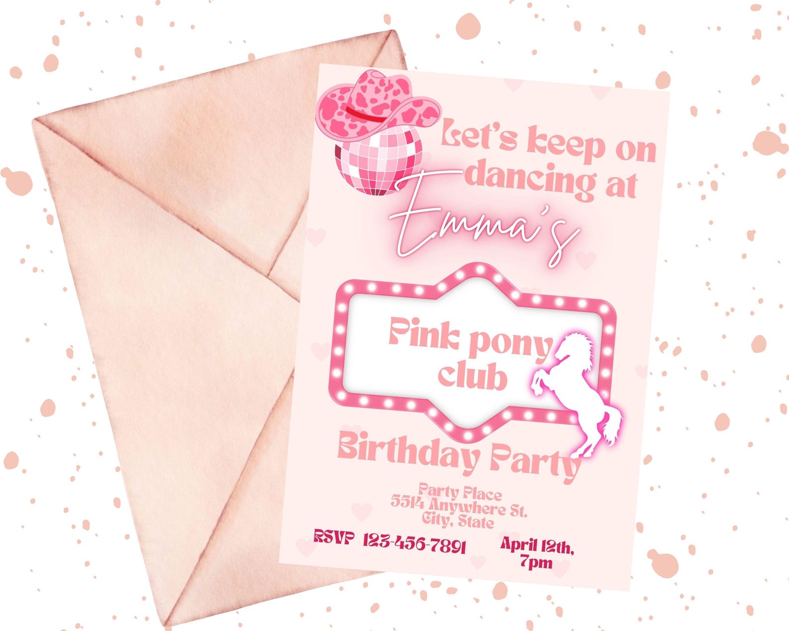 Pink Pony Club Birthday Invitation, Girls Birthday Party, Lets Keep on ...
