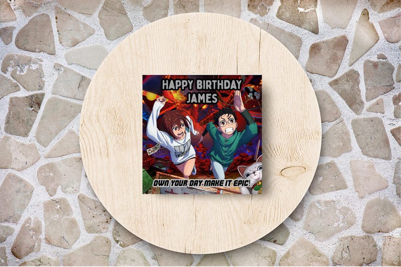 Dandadan Anime Birthday Card Square | Personalized Name | Cool Manga ...