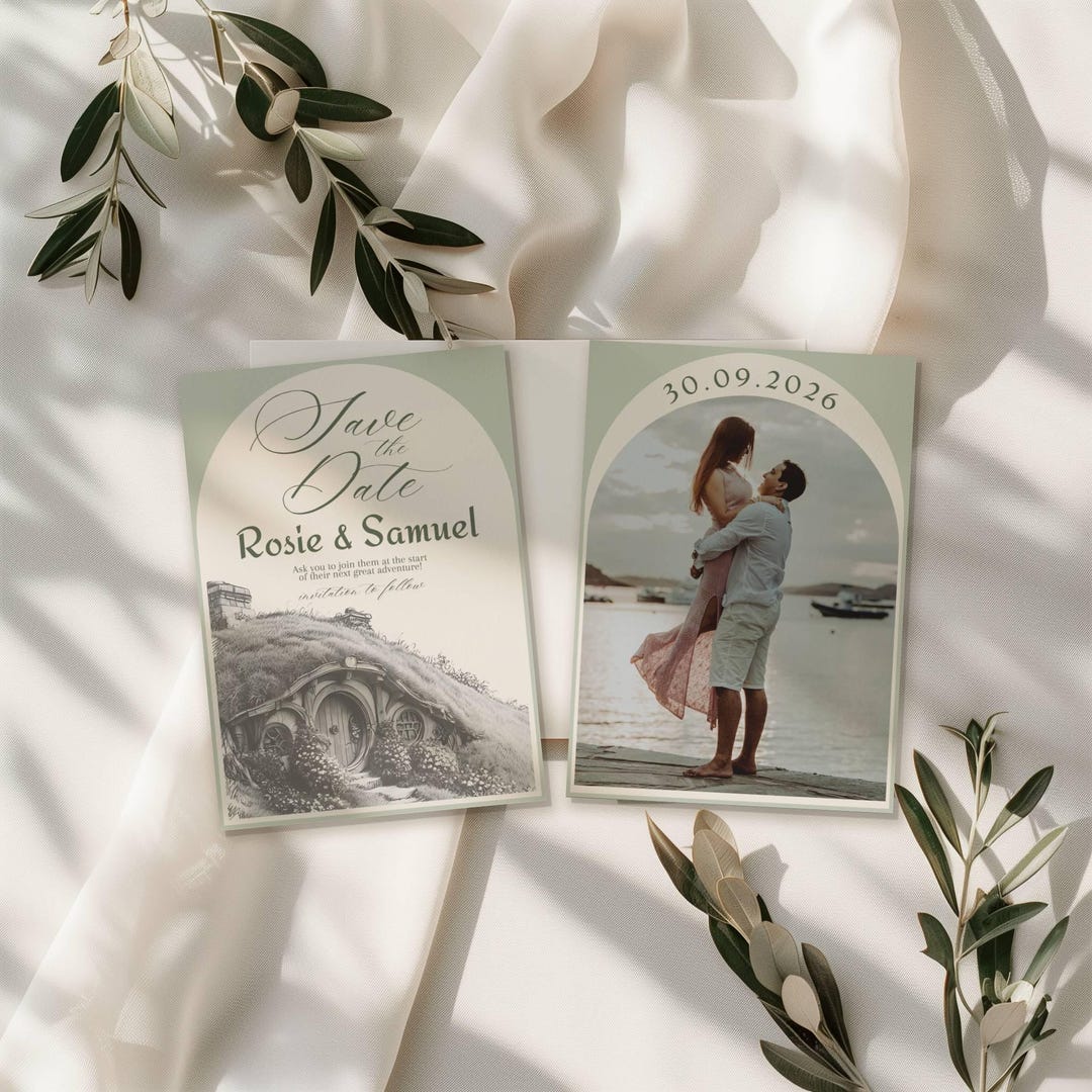 The Shire Save the Date Template | Double-sided Wedding Design ...