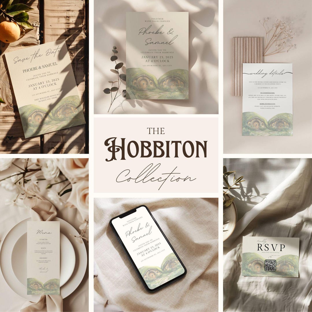 Elegant Hobbiton Wedding Invitation Bundle | LOTR Themed Templates ...