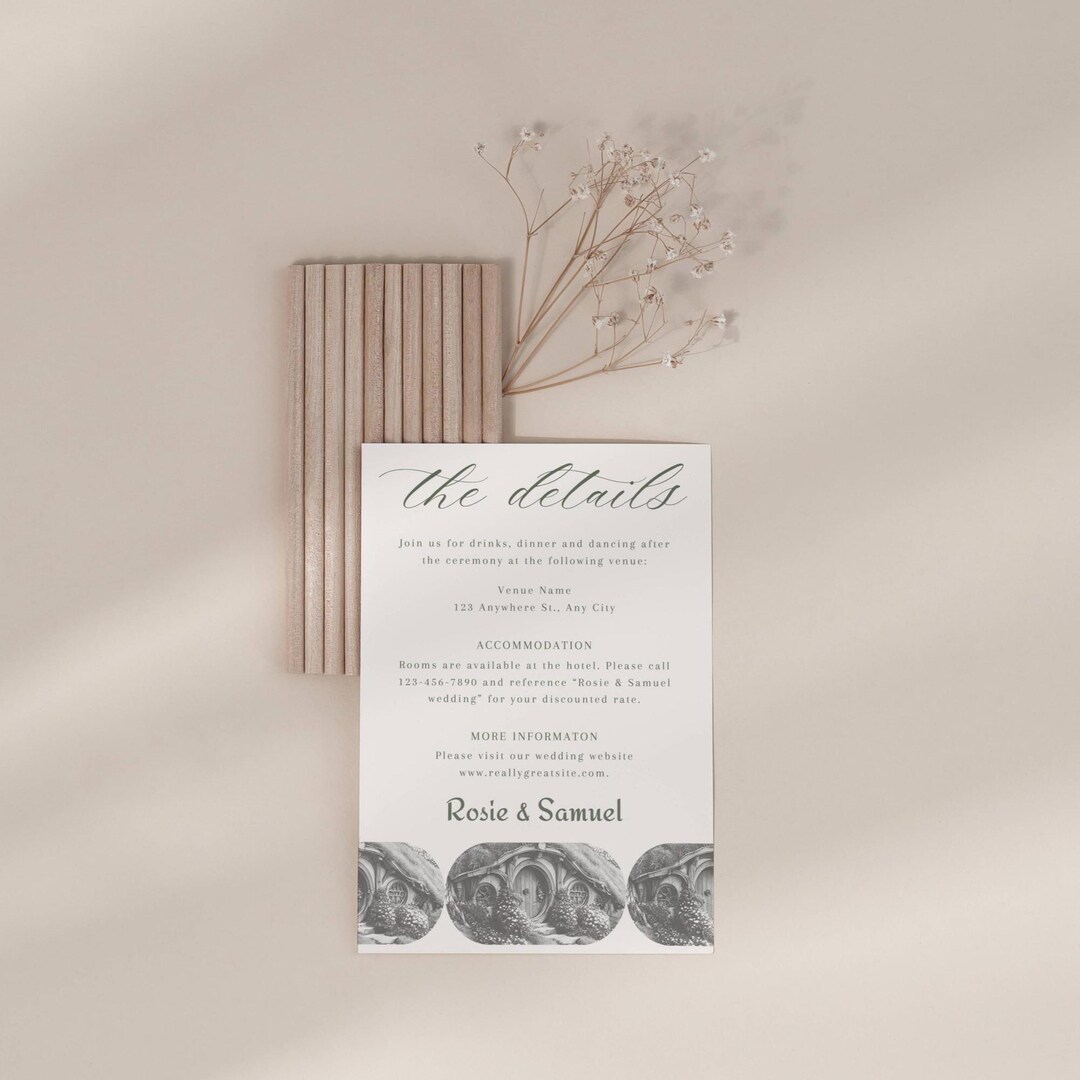 The Shire Wedding Details Card | Hobbiton Wedding Template | LOTR ...