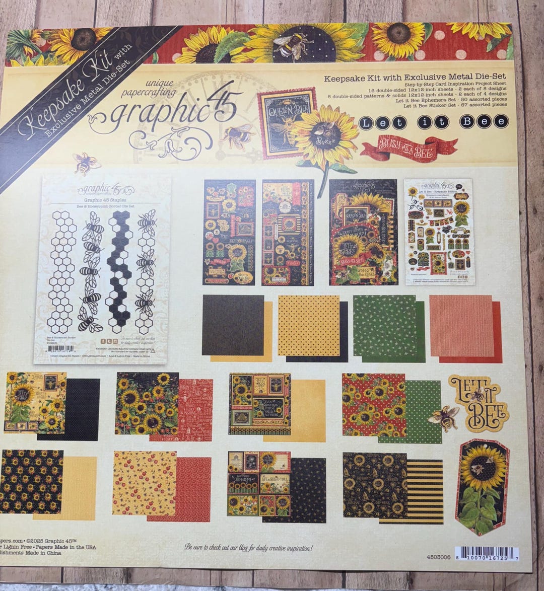 Graphic 45 Let It Bee Keepsake Kit, 12x12 Inches , Stickers, Ephemera ...