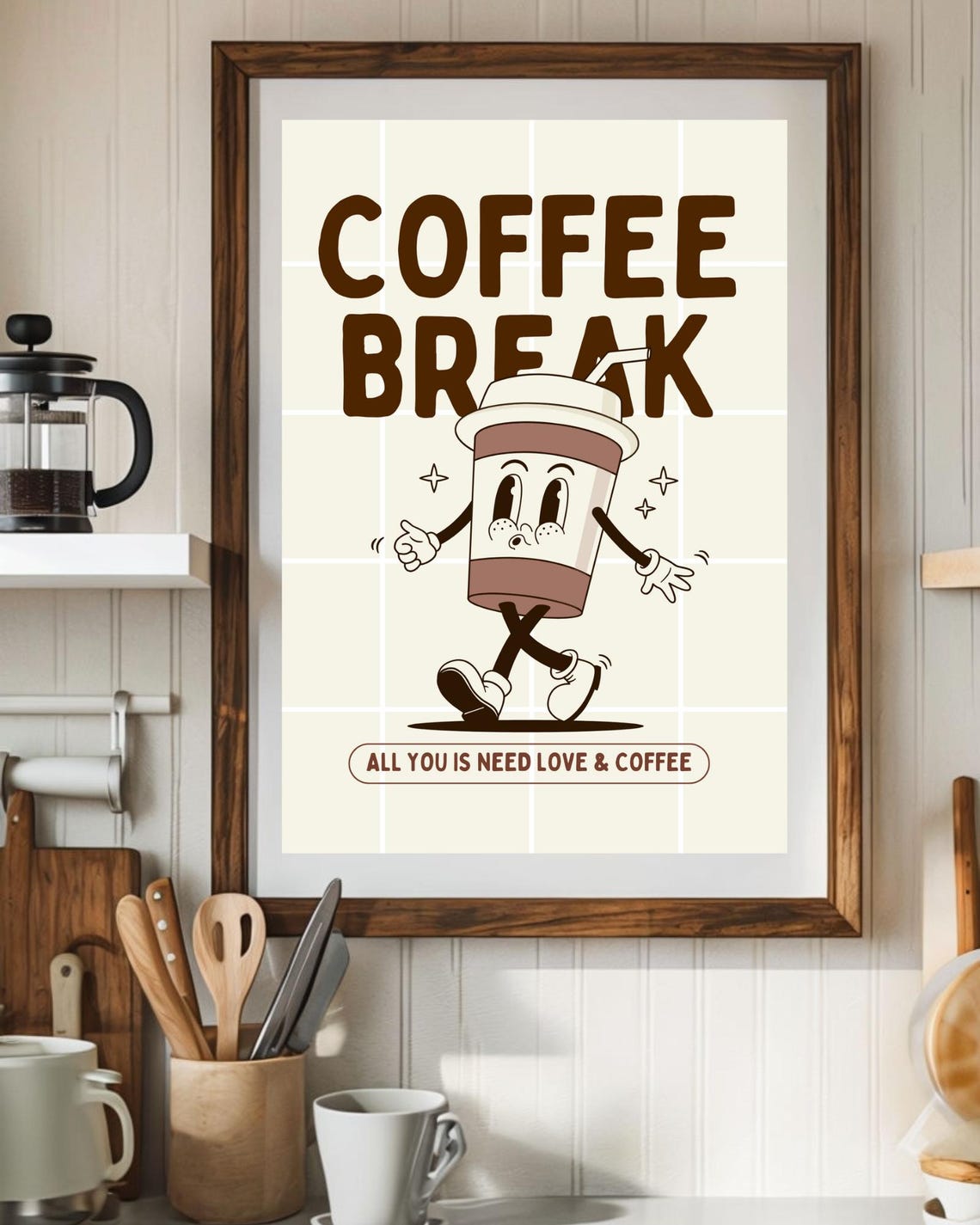 Vintage Coffee Break Wall Art | Retro Cafe Printable | Midcentury ...