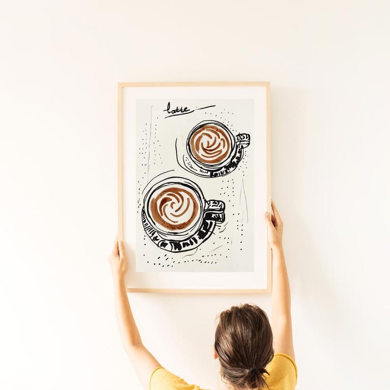 Latte Wall Art | Coffee Kitchen Printable | Cozy Neutral Drink Decor ...