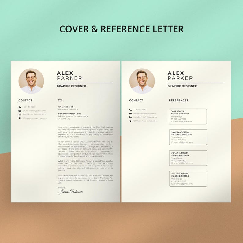 Professional Canva Resume Template, Modern & Minimal Design, Two Column ...