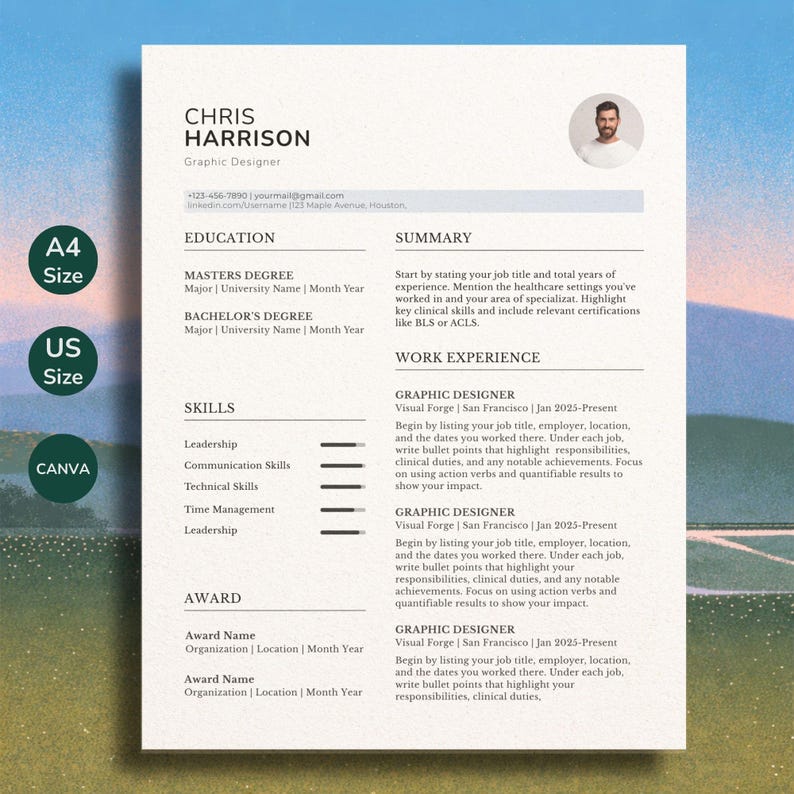 Editable Modern Canva CV Template, Simple and Clean Resume ...