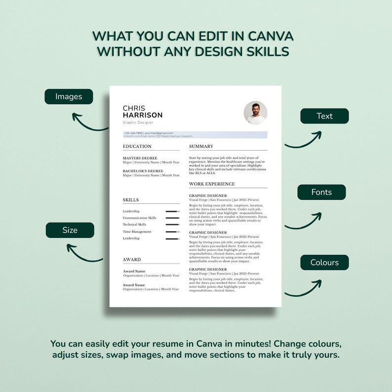 Editable Modern Canva CV Template, Simple and Clean Resume ...