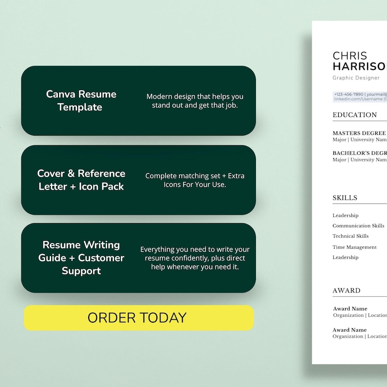 Editable Modern Canva CV Template, Simple and Clean Resume ...